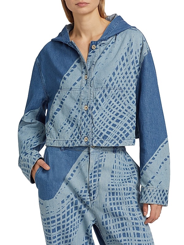 Shop LOEWE LOEWE x Paula's Ibiza Printed Denim Hooded Jacket Shop LOEWE LOEWE x Paula's Ibiza Printed Denim Hooded Jacket