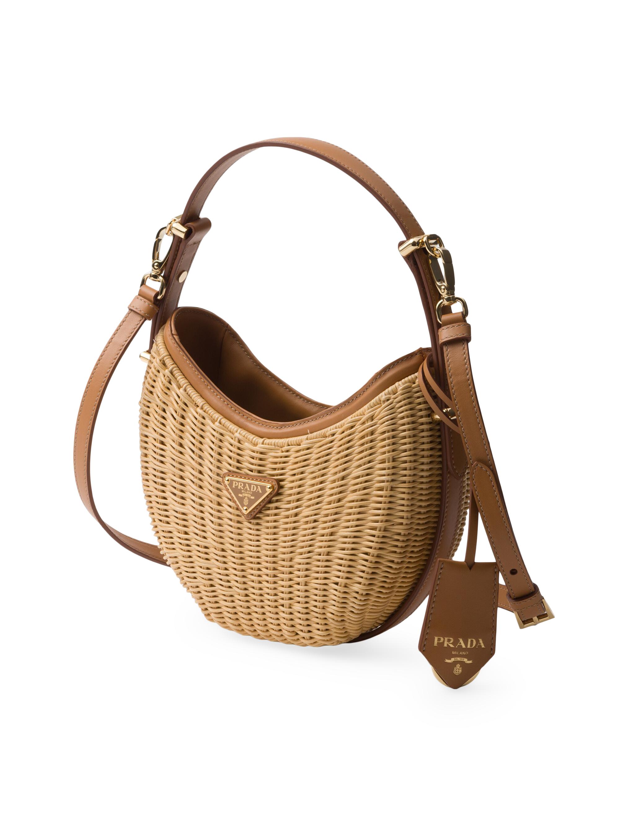 Prada Wicker and Leather Prada Arqué Bag | Saks Fifth Avenue
