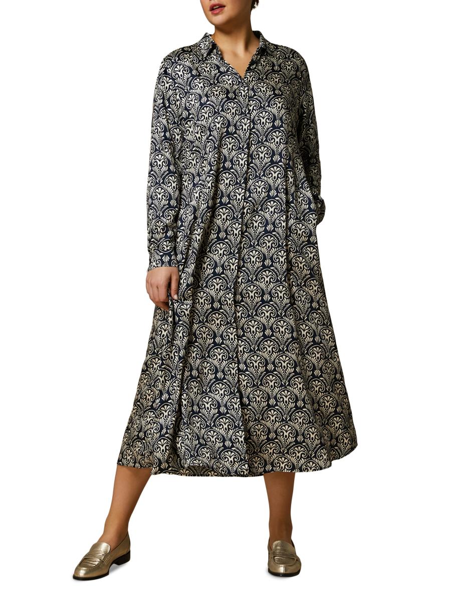 Marina Rinaldi Plus Adam Printed Satin Shirtdress | Saks Fifth Avenue