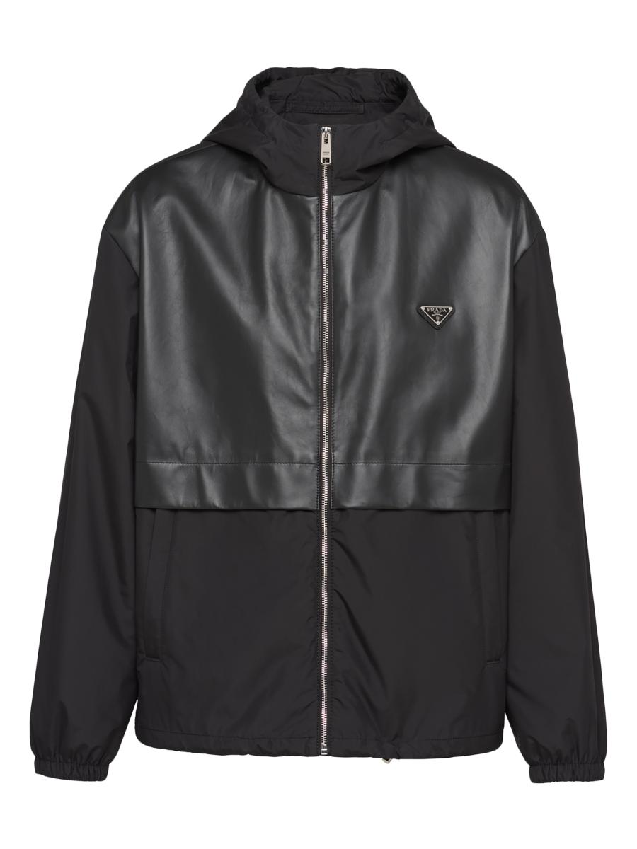 Prada Silk and Leather Blouson Jacket | Saks Fifth Avenue