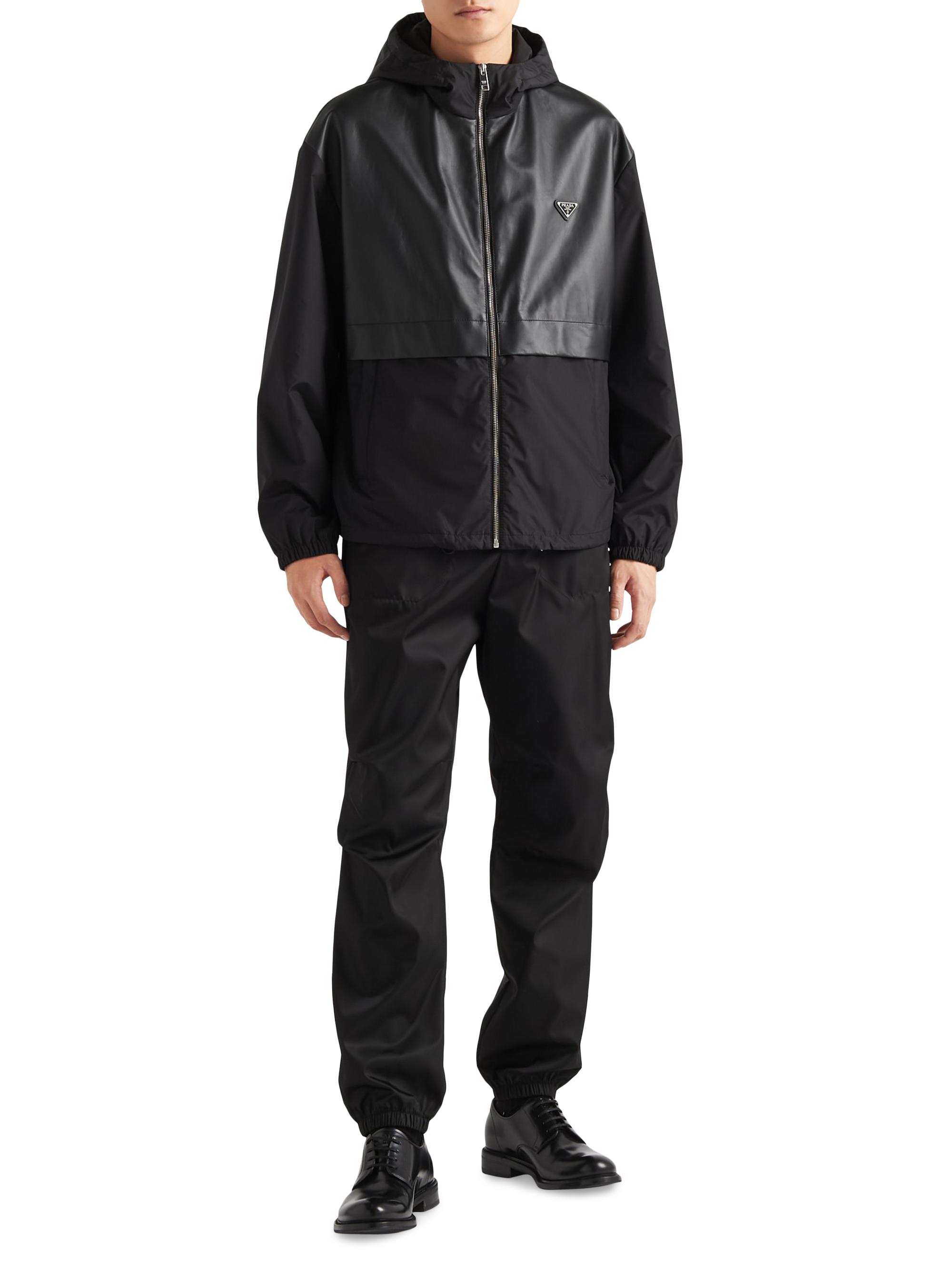 Prada Silk and Leather Blouson Jacket | Saks Fifth Avenue