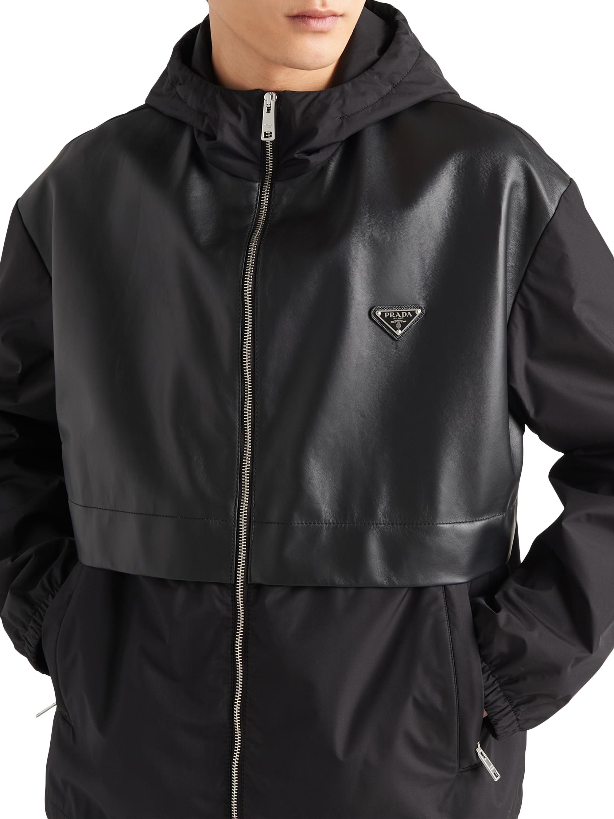 Prada Silk and Leather Blouson Jacket | Saks Fifth Avenue