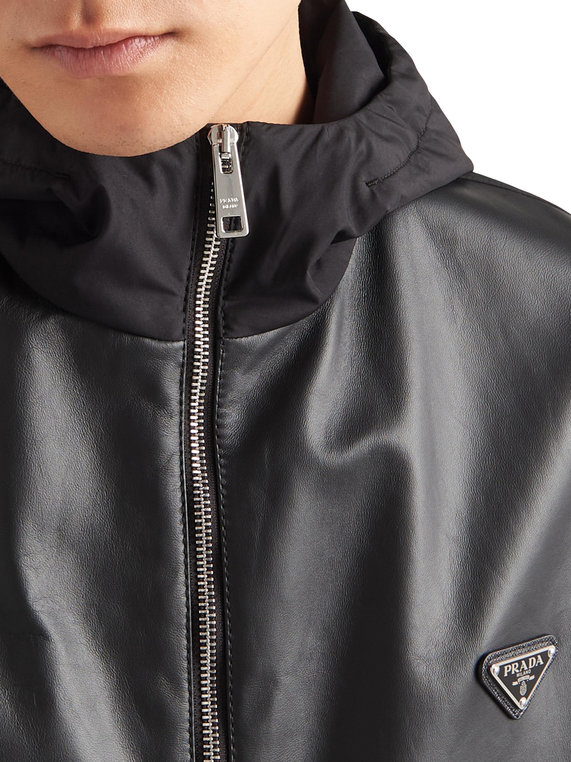Prada Silk and Leather Blouson Jacket | Saks Fifth Avenue