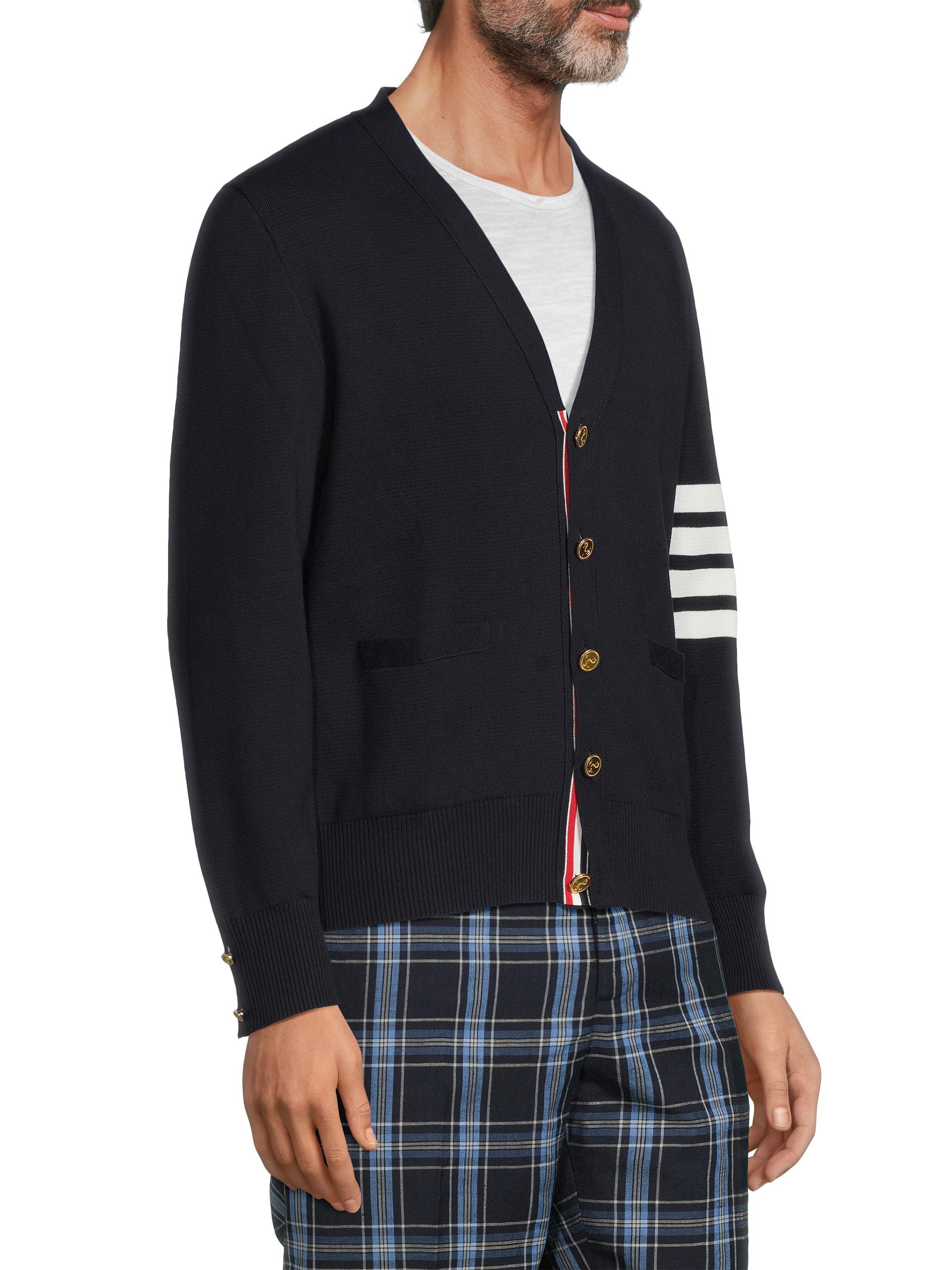 Thom Browne Milano 4-Bar Cotton Cardigan | Saks Fifth Avenue