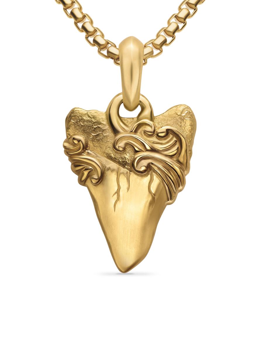 David Yurman Waves Shark Tooth Amulet in 18K Yellow Gold, 25MM | Saks ...