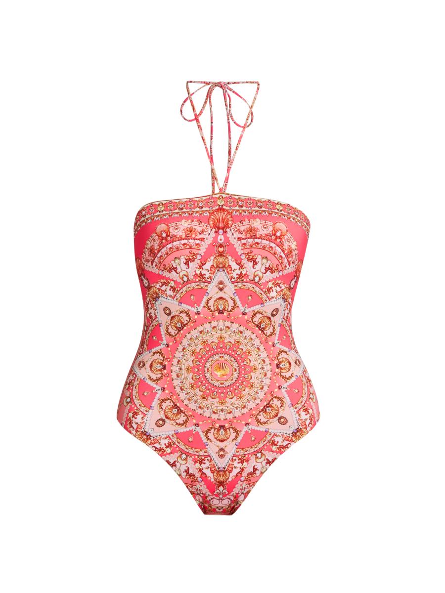 Camilla Shell Print Halter One-Piece Swimsuit | Saks Fifth Avenue
