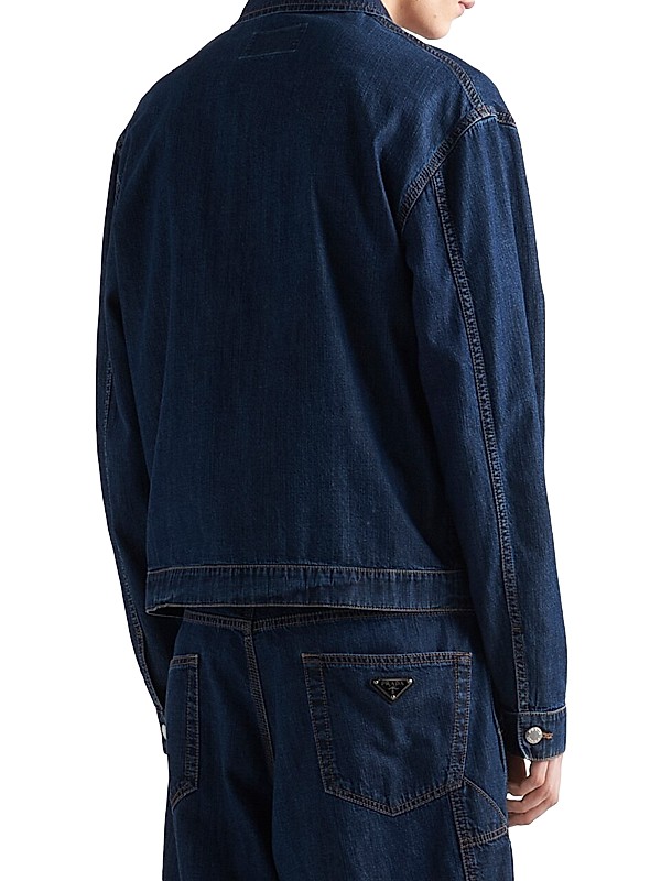 Shop Prada Light Denim Zipper Jacket | Saks Fifth Avenue Shop Prada Light Denim Zipper Jacket | Saks Fifth Avenue