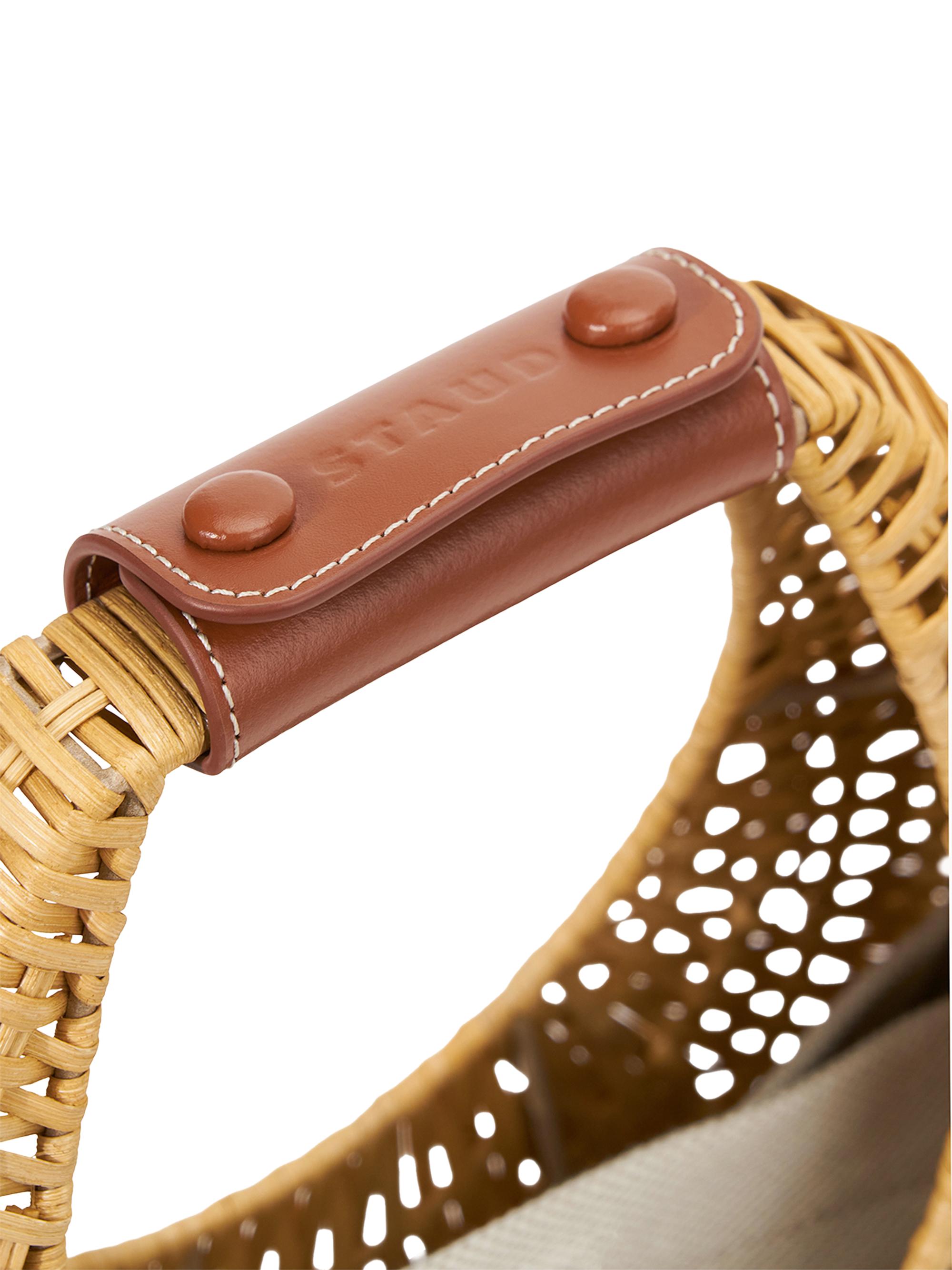 Staud Mini Moon Wicker & Leather Top Handle Bag | Saks Fifth Avenue