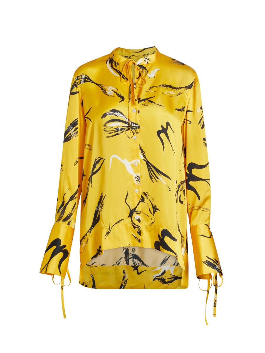 Rosetta Getty Bird Silk-Blend Shirt | Saks Fifth Avenue