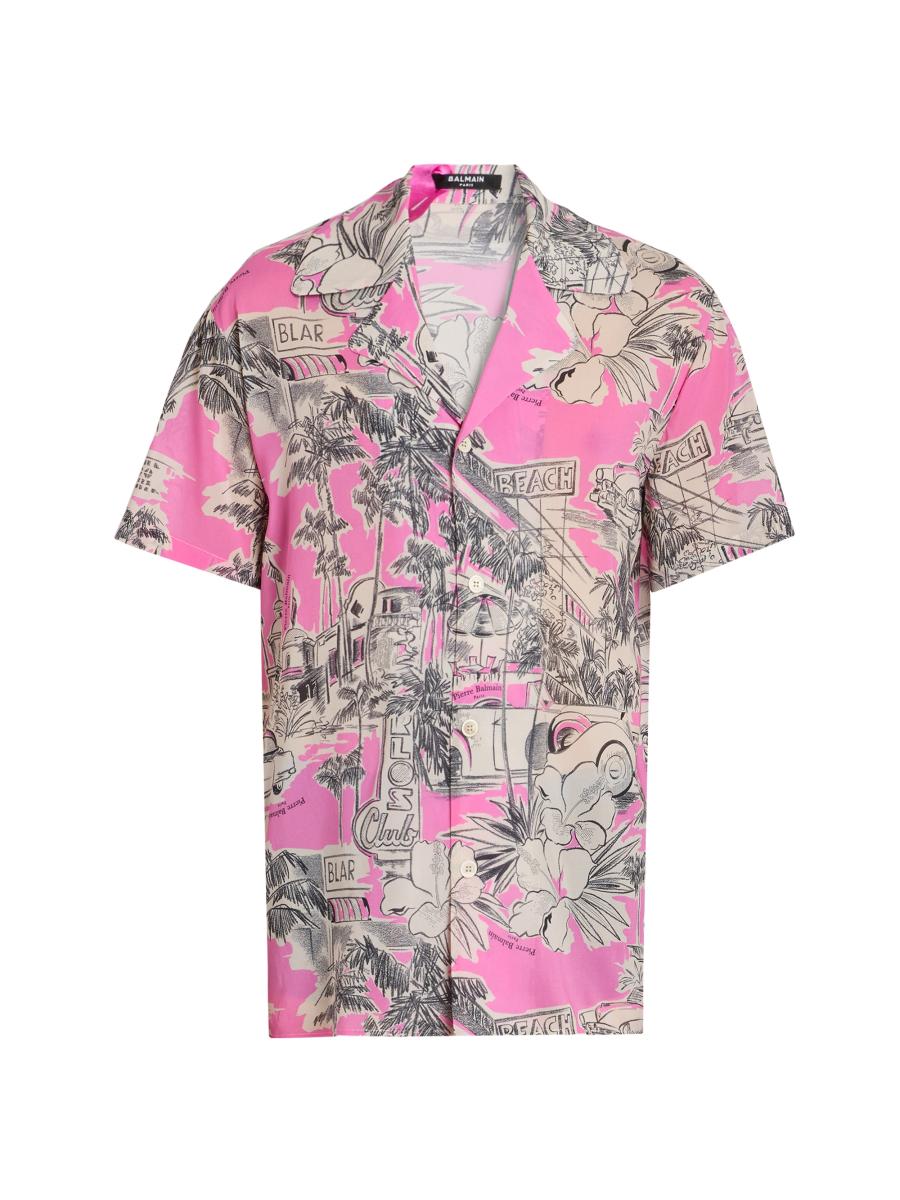 Balmain Miami Silk-Blend Camp Shirt | Saks Fifth Avenue