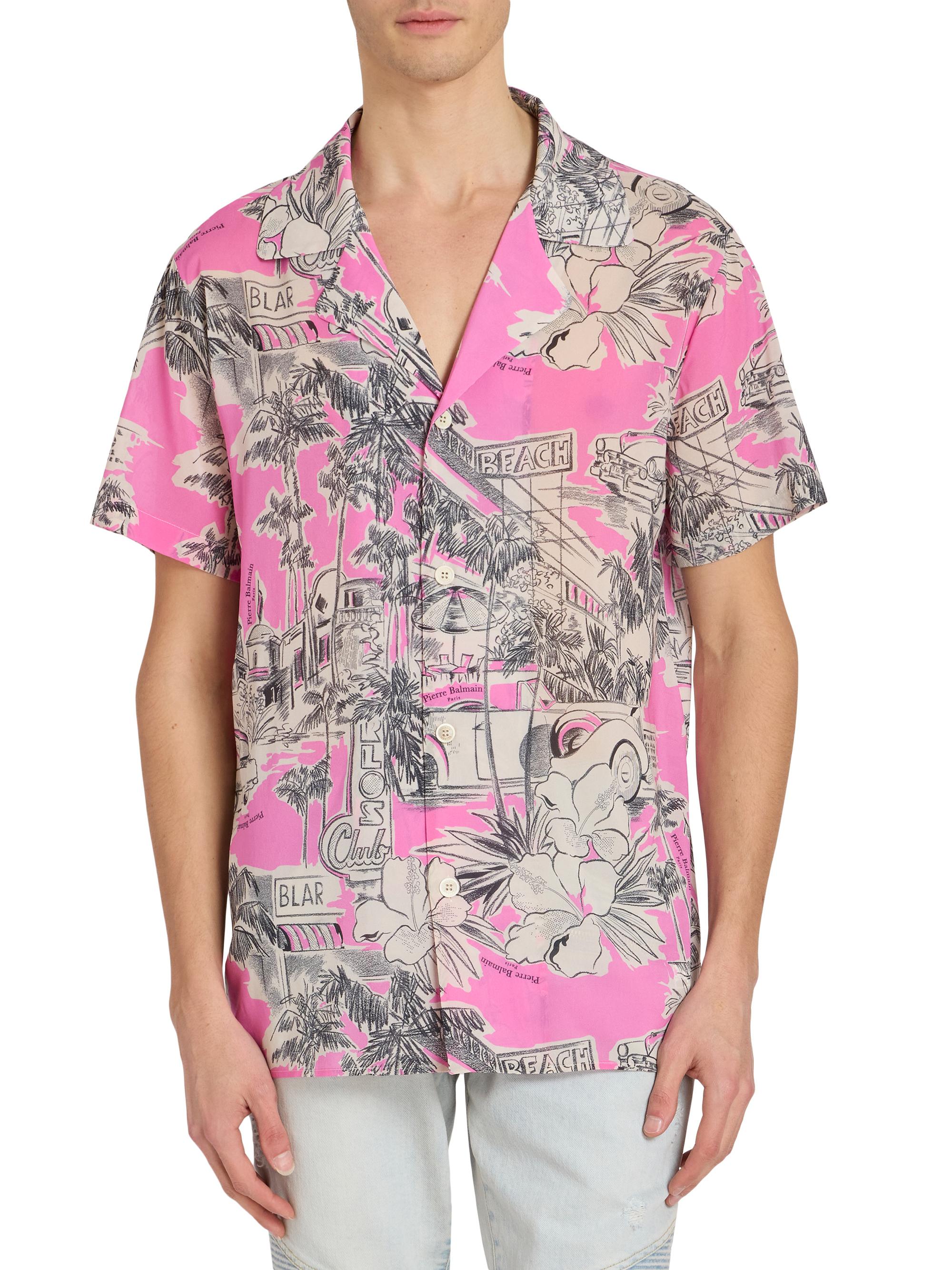 Balmain Miami Silk-Blend Camp Shirt | Saks Fifth Avenue
