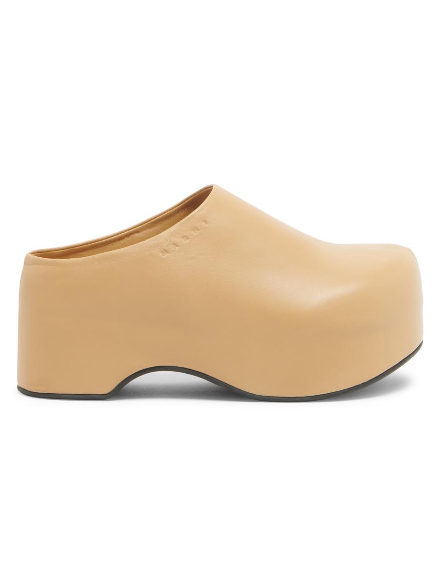 Marni 45MM Monochromatic Leather Sabots | Saks Fifth Avenue