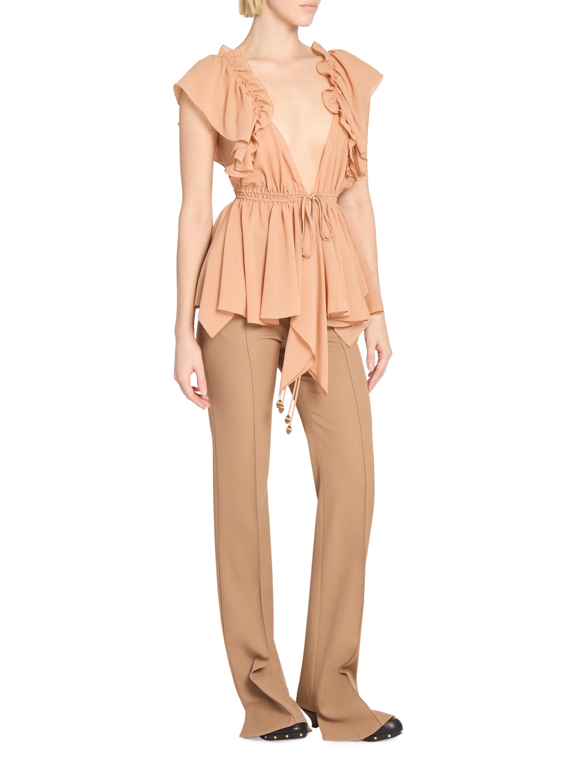 Chloé Wool Pintuck Step-Hem Trousers | Saks Fifth Avenue