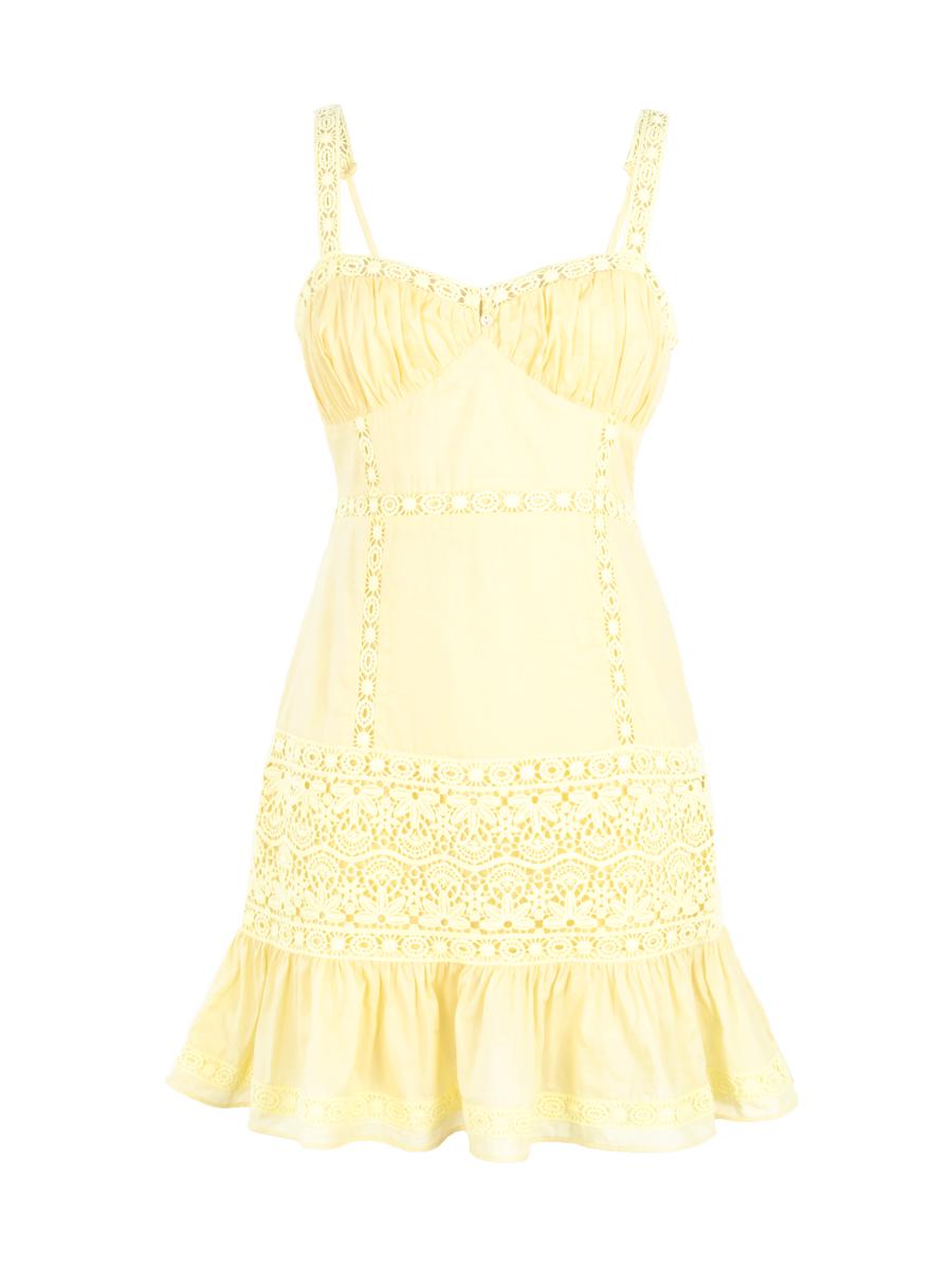 Secret Mission St Lucia Deborah Lace-Trimmed Cotton Minidress | Saks ...