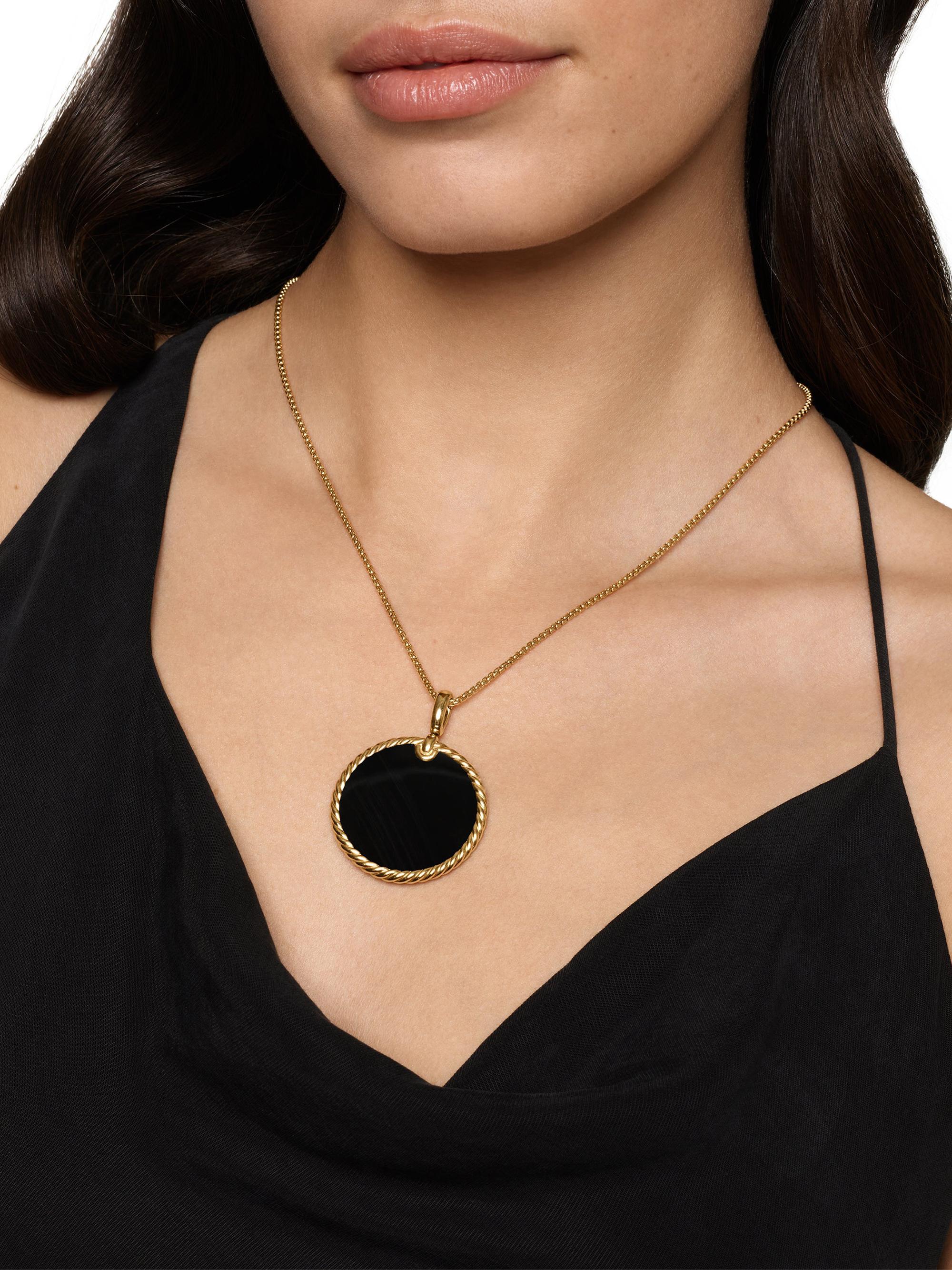 David Yurman DY Elements Disc Pendant in 18K Yellow Gold | Saks Fifth ...