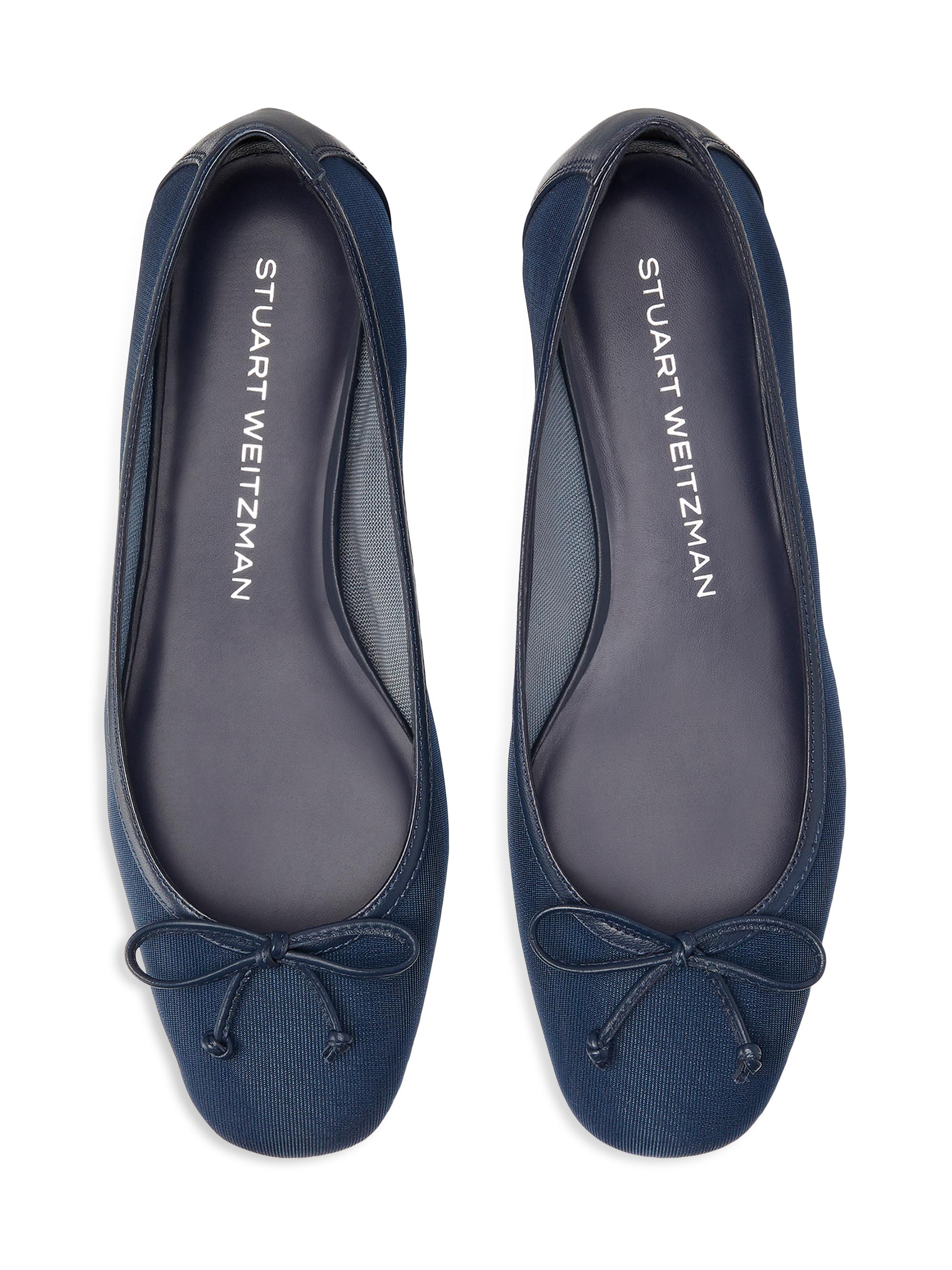 Stuart Weitzman Arabella Leather-Trimmed Mesh Ballet Flats | Saks