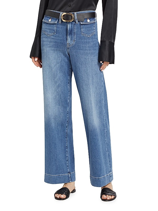 Shop Frame Patch-Pocket Slim Palazzo Jeans | Saks Fifth Avenue Shop Frame Patch-Pocket Slim Palazzo Jeans | Saks Fifth Avenue