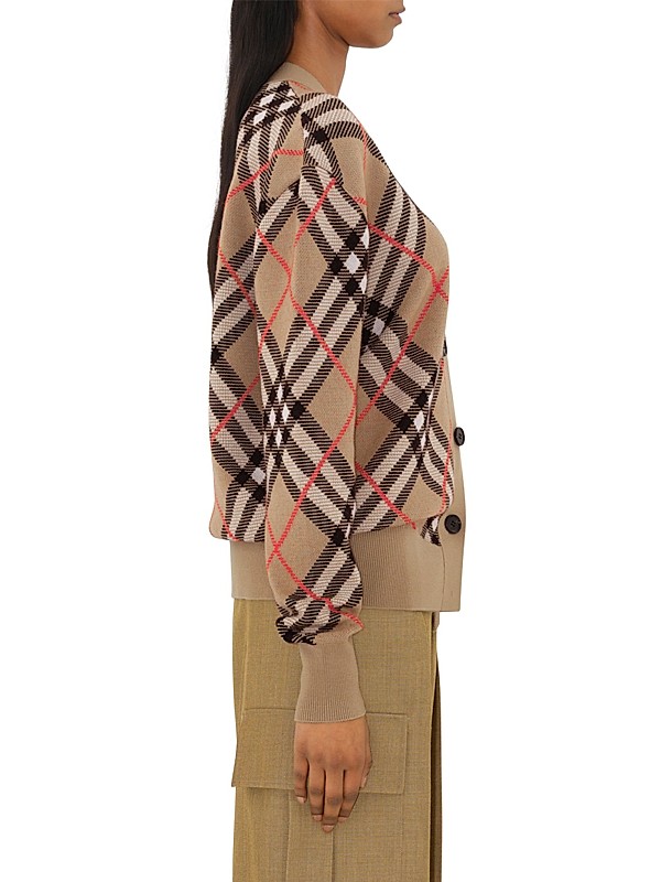Shop Burberry Check Wool-Blend V-Neck Cardigan | Saks Fifth Shop Burberry Check Wool-Blend V-Neck Cardigan | Saks Fifth