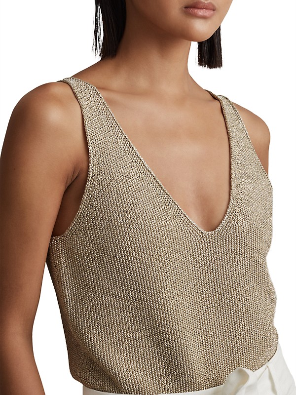 Shop Reiss Mika V-Neck Metallic Knit Tank | Saks Fifth Avenue Shop Reiss Mika V-Neck Metallic Knit Tank | Saks Fifth Avenue