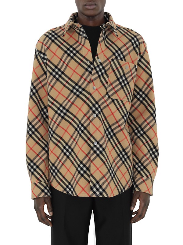 Shop Burberry Check Wool Overshirt | Saks Fifth Avenue Shop Burberry Check Wool Overshirt | Saks Fifth Avenue