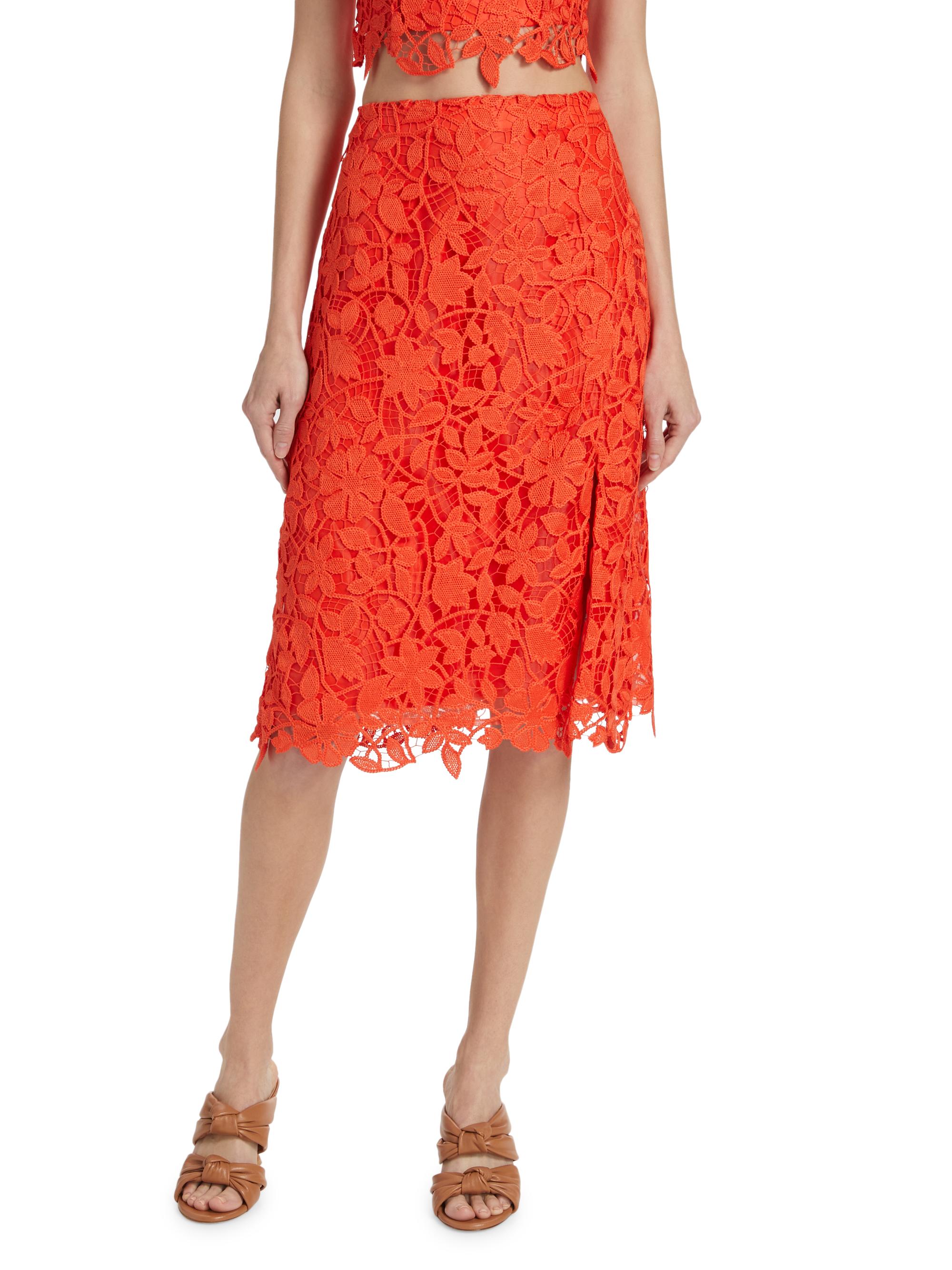 Milly Carreen Floral Lace Slit Skirt | Saks Fifth Avenue