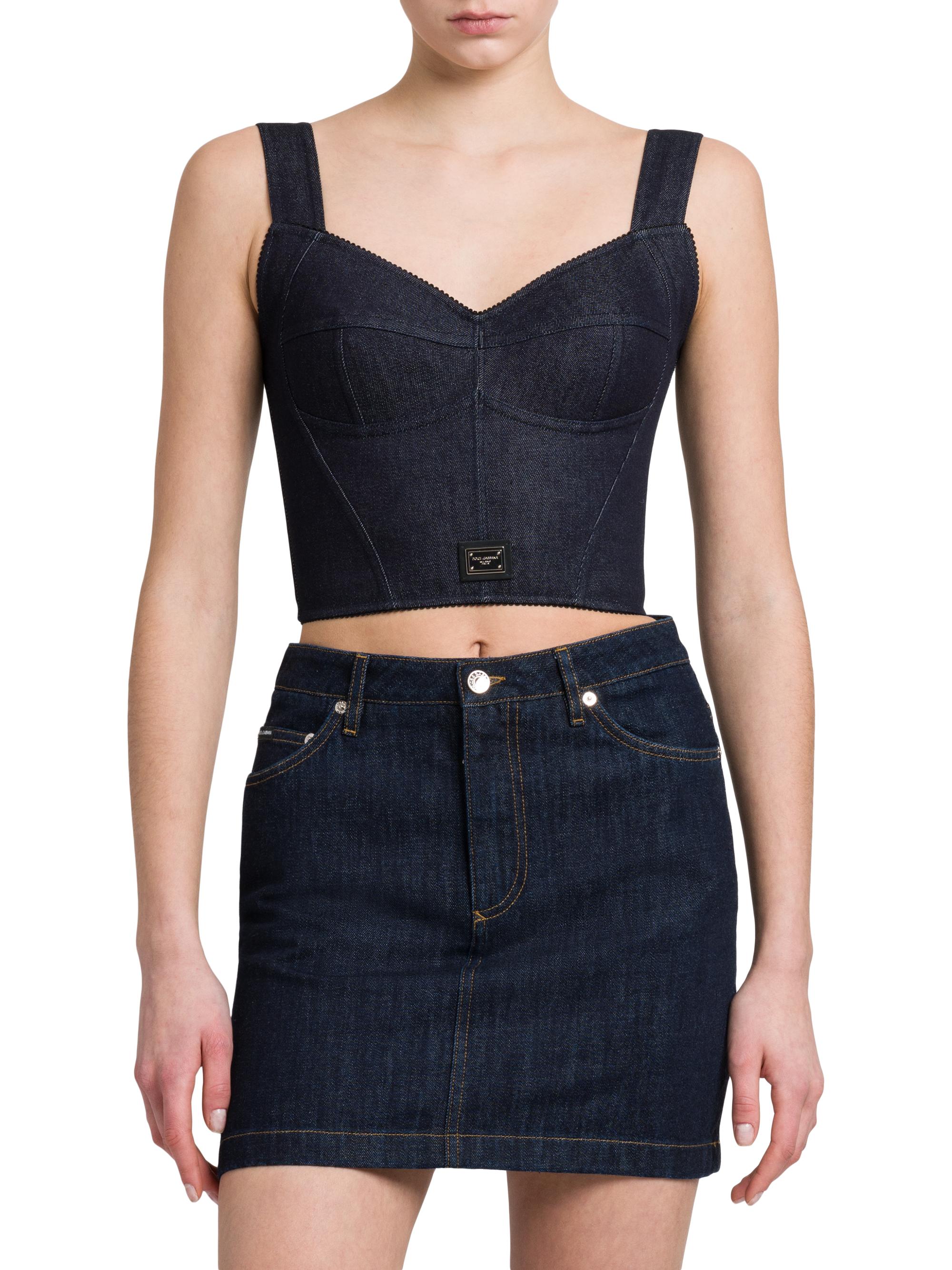 Dolce&Gabbana Denim Logo Hardware Corset Top | Saks Fifth Avenue