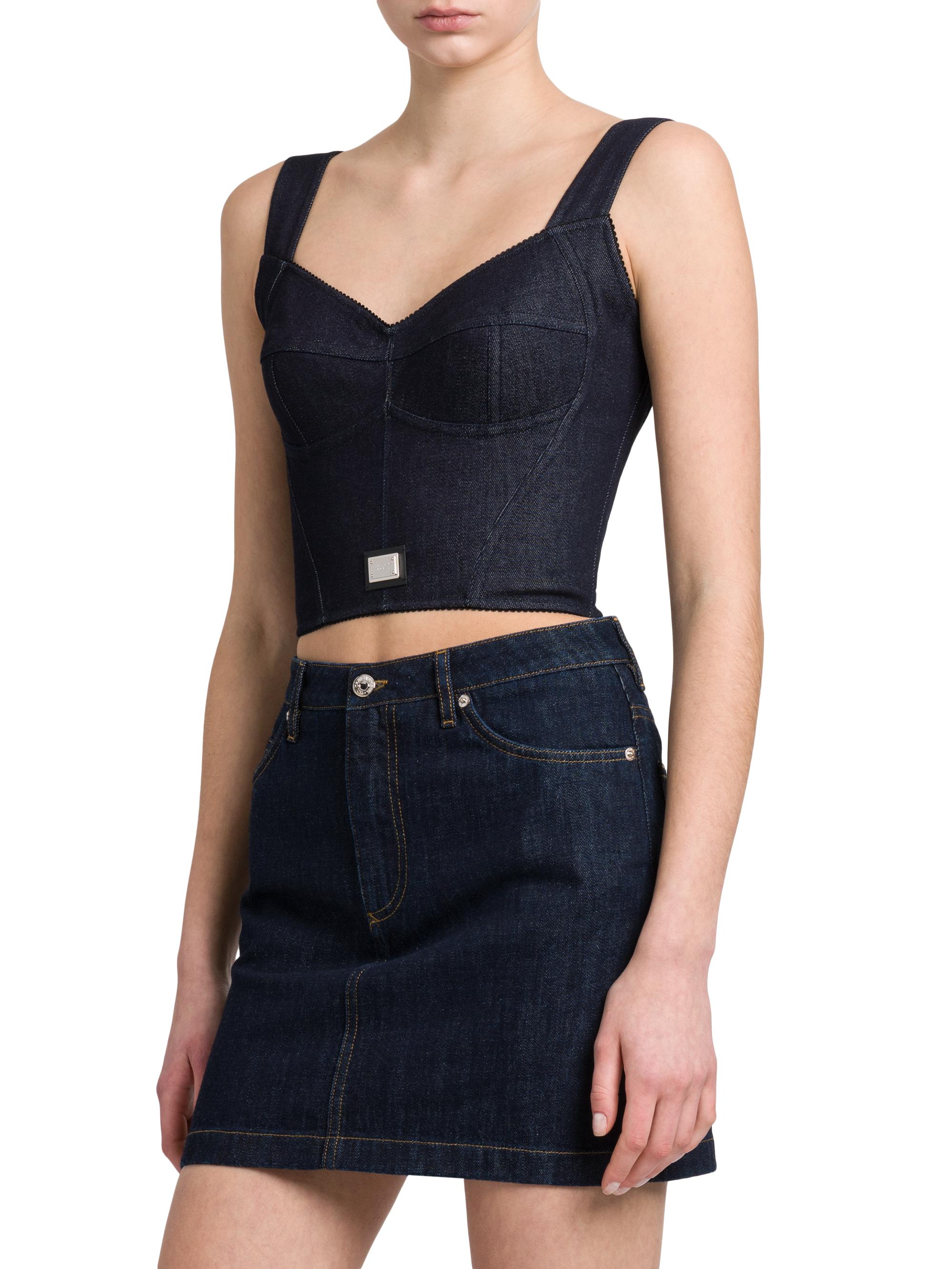 Dolce&Gabbana Denim Logo Hardware Corset Top | Saks Fifth Avenue