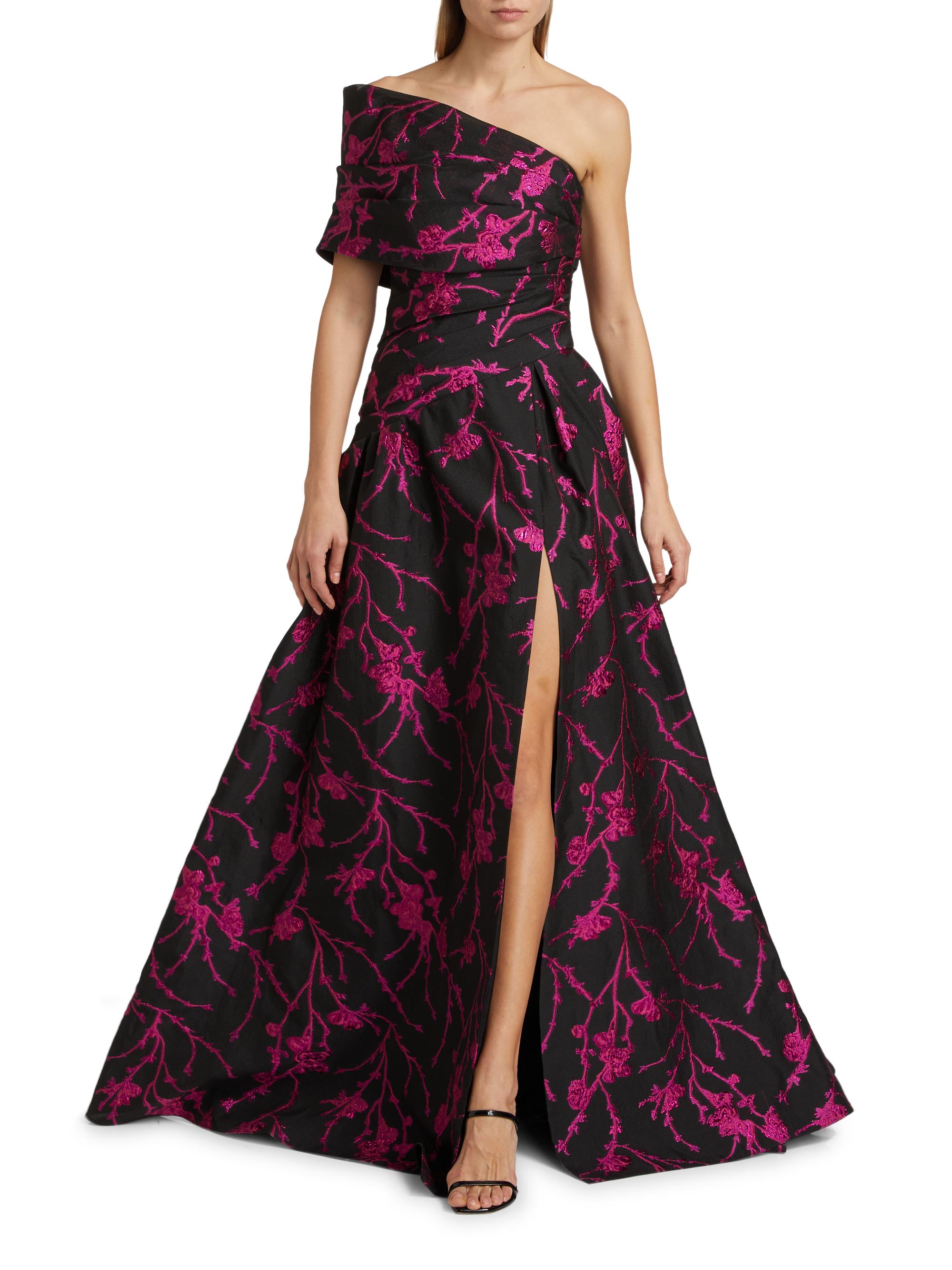 Pamella Roland Floral Fil Coupé One-Shoulder Gown | Saks Fifth Avenue