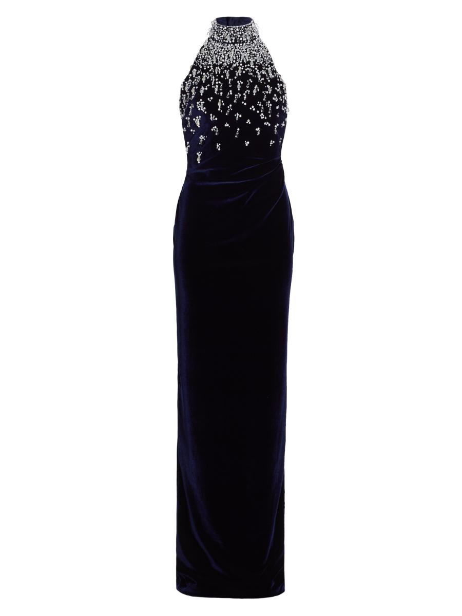 Pamella Roland Beaded Velvet Halter Gown | Saks Fifth Avenue