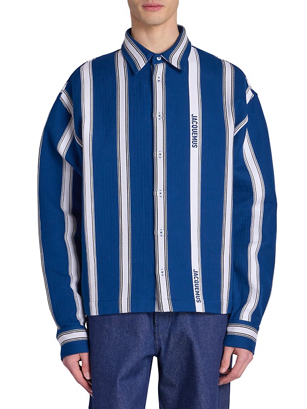 Shop Jacquemus La Chemise Papier Striped Cotton Shirt | Saks Shop Jacquemus La Chemise Papier Striped Cotton Shirt | Saks