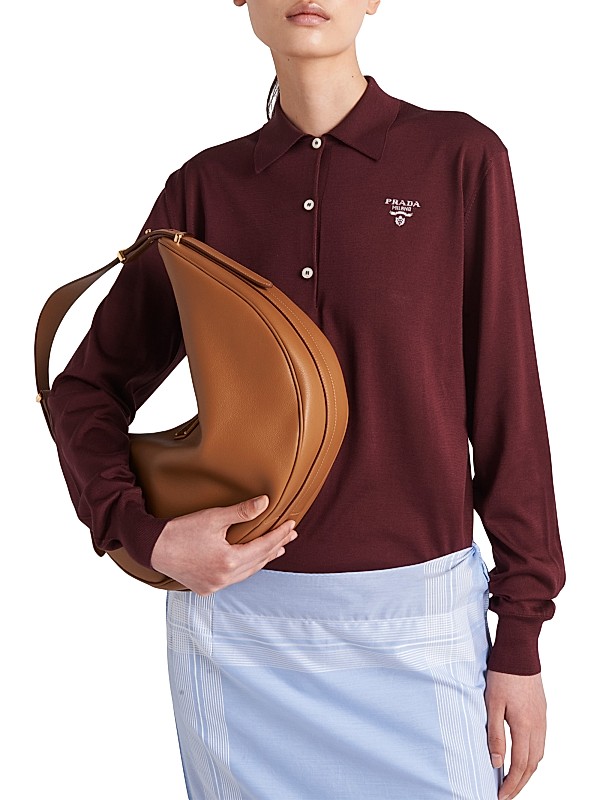 Shop Prada Long-Sleeved Silk Polo Shirt | Saks Fifth Avenue Shop Prada Long-Sleeved Silk Polo Shirt | Saks Fifth Avenue