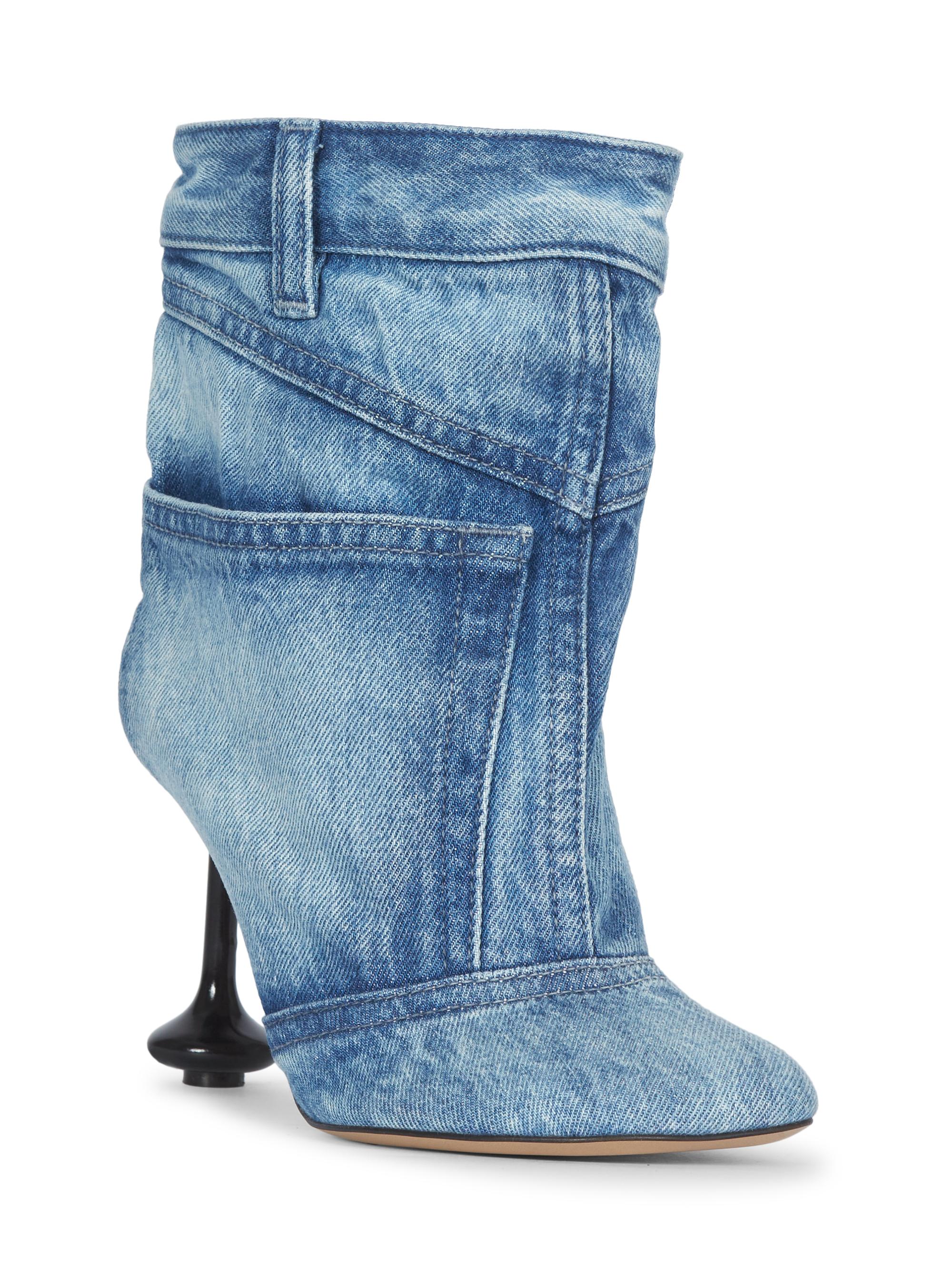 LOEWE Toy Panta 90MM Leather & Denim Ankle Boots | Saks Fifth Avenue