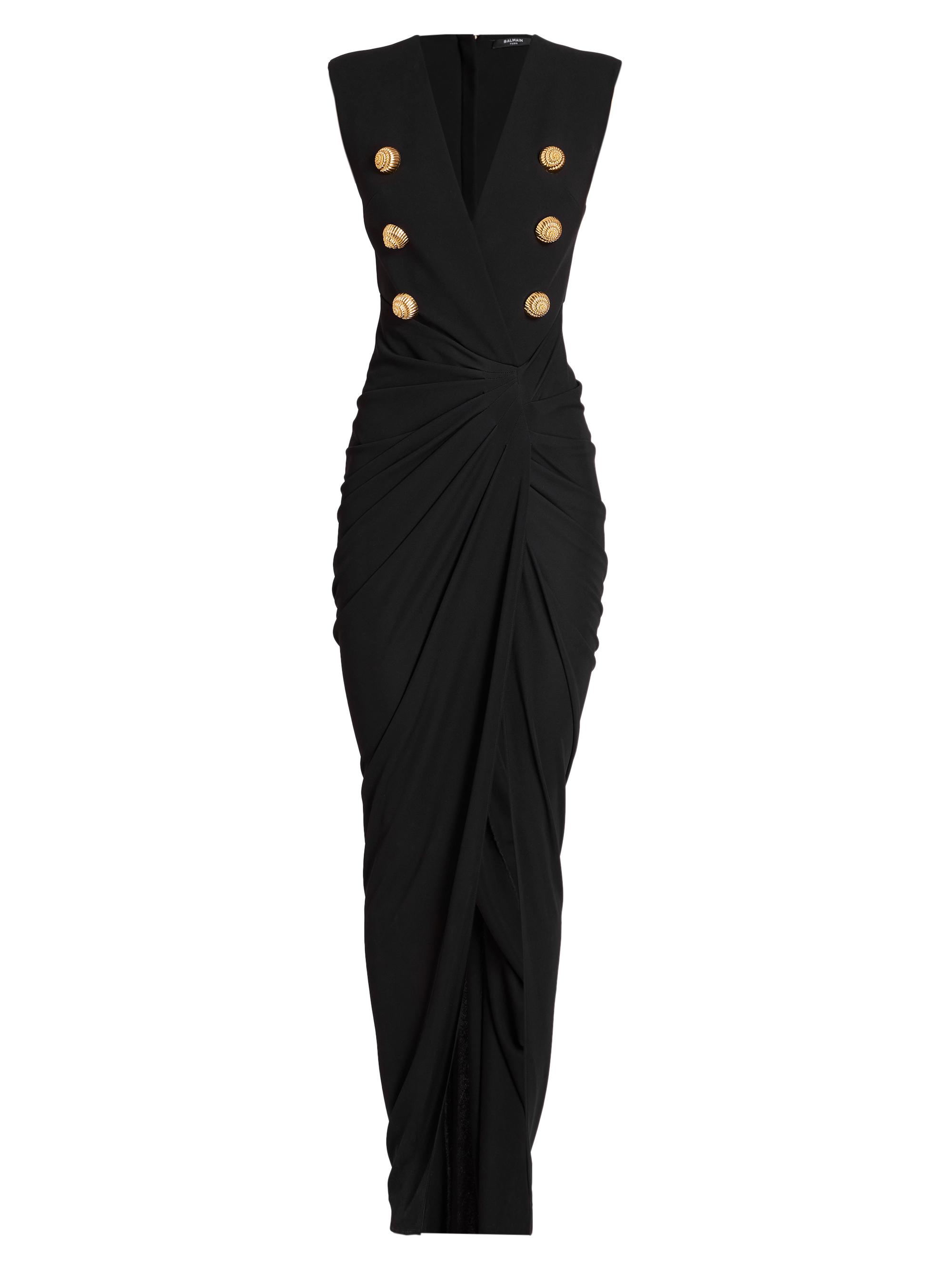 Balmain Faux-Button Draped Maxi Dress | Saks Fifth Avenue