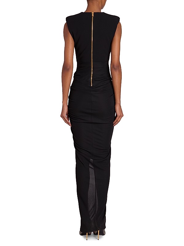 Shop Balmain Faux-Button Draped Maxi Dress | Saks Fifth Avenue Shop Balmain Faux-Button Draped Maxi Dress | Saks Fifth Avenue