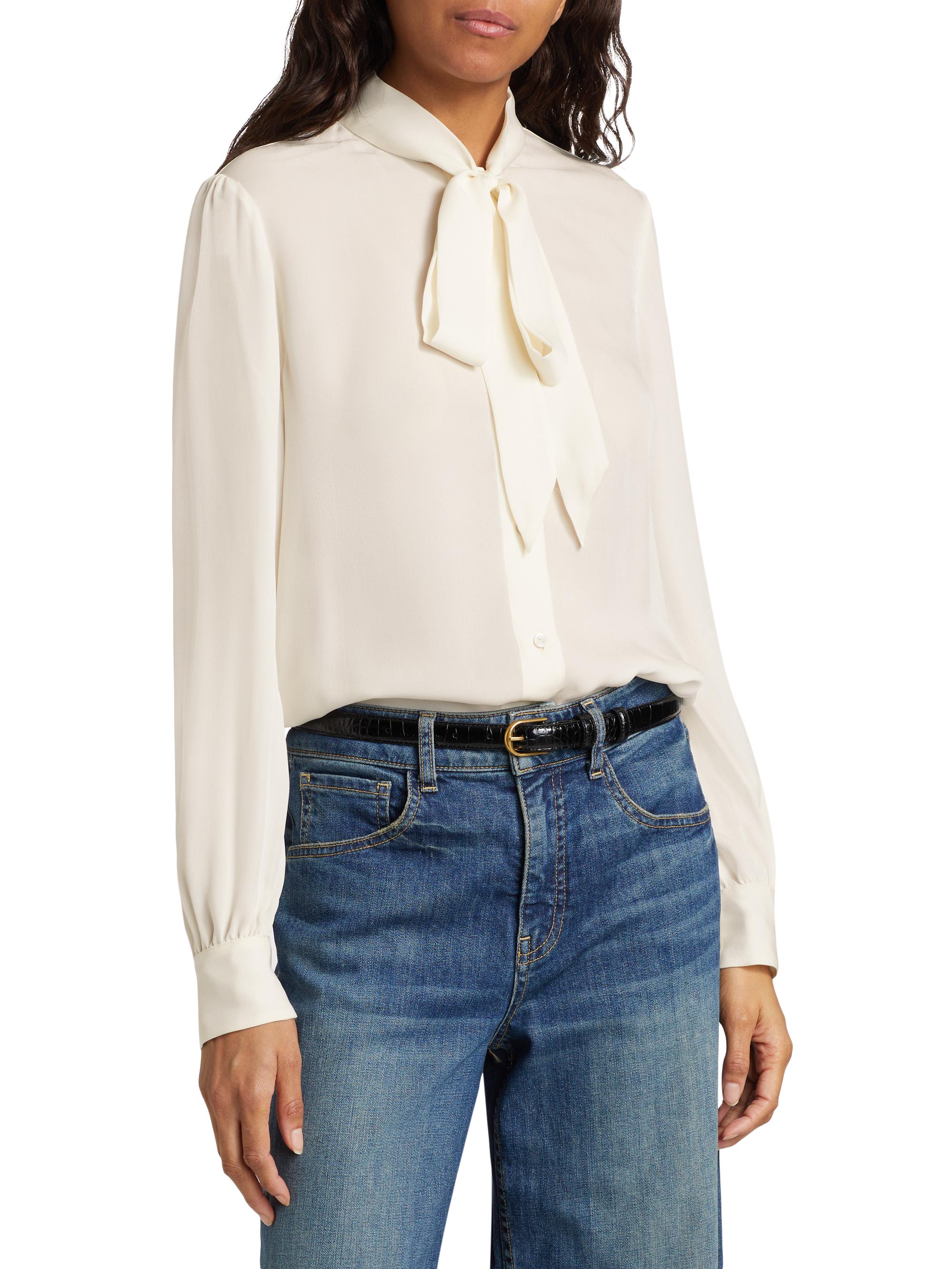 Nili Lotan Carina Silk Tie-Neck Top | Saks Fifth Avenue
