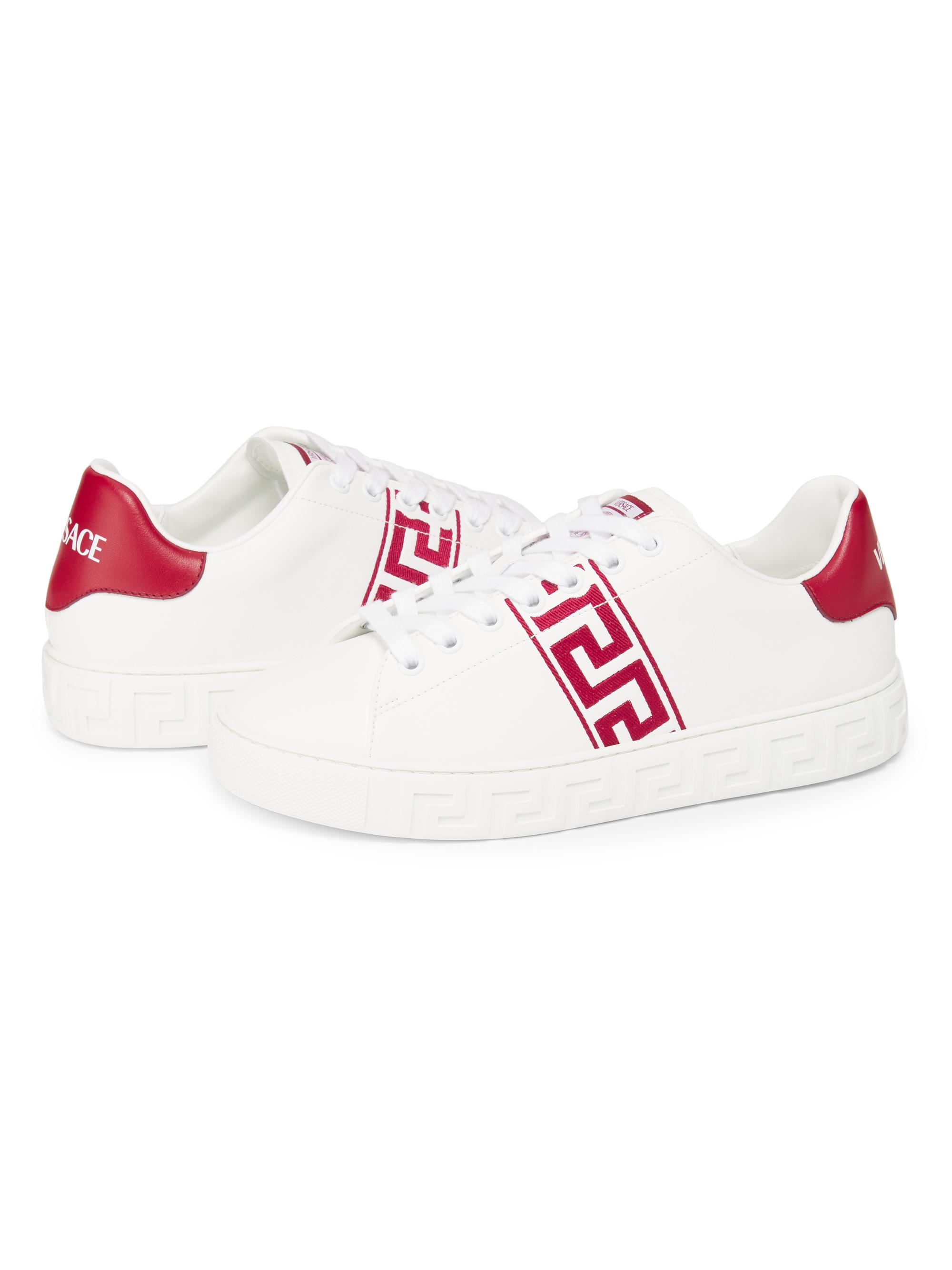 Versace La Greca Embroidered Sneakers | Saks Fifth Avenue