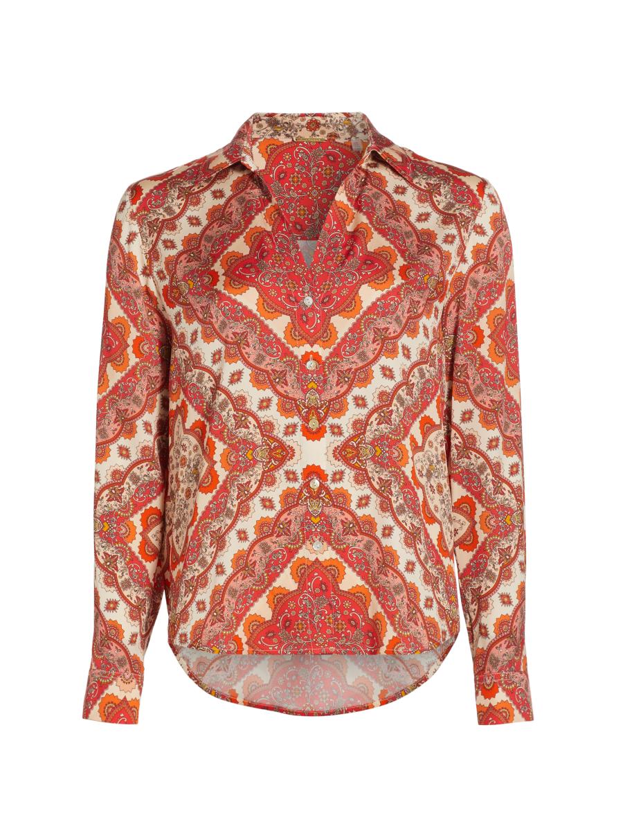 Elie Tahari Printed The Madeline Stretch Silk Blouse | Saks Fifth Avenue