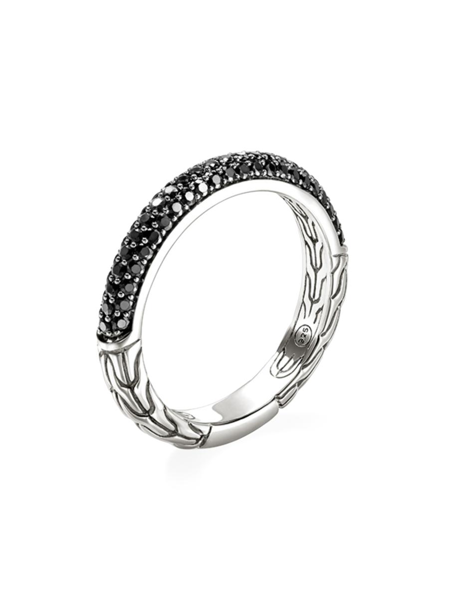 John Hardy JH Essentials Sterling Silver & Black Sapphire Pavé Band ...