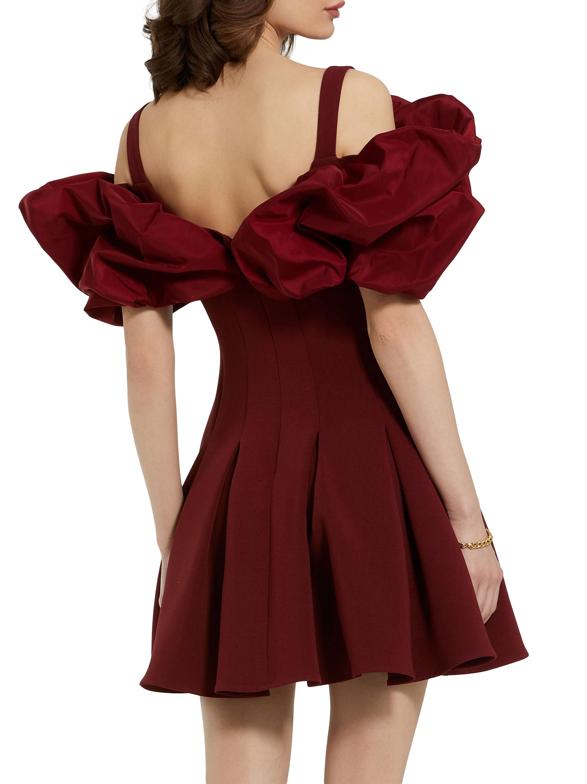 Mac Duggal Crepe Faille Godet-Hem Minidress | Saks Fifth Avenue