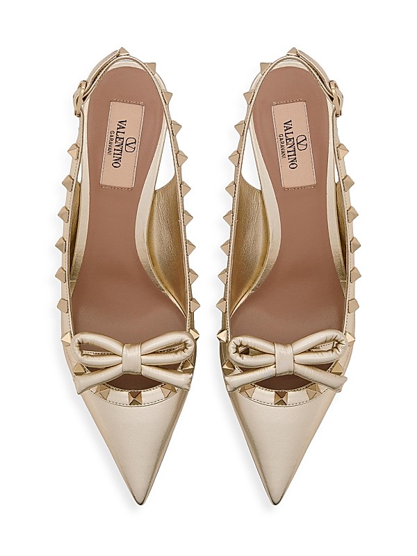 Shop Valentino Garavani Rockstud Bow Slingback Pumps 60MM Shop Valentino Garavani Rockstud Bow Slingback Pumps 60MM