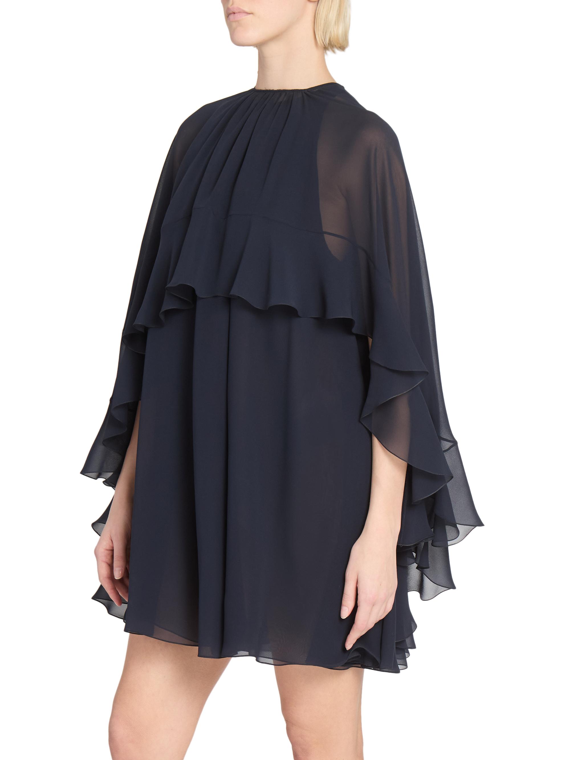Chloé Silk Ruffle Cape Minidress | Saks Fifth Avenue
