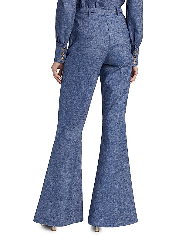 Shop Zimmermann Eden Chambray Flared Pants | Saks Fifth Avenue Shop Zimmermann Eden Chambray Flared Pants | Saks Fifth Avenue