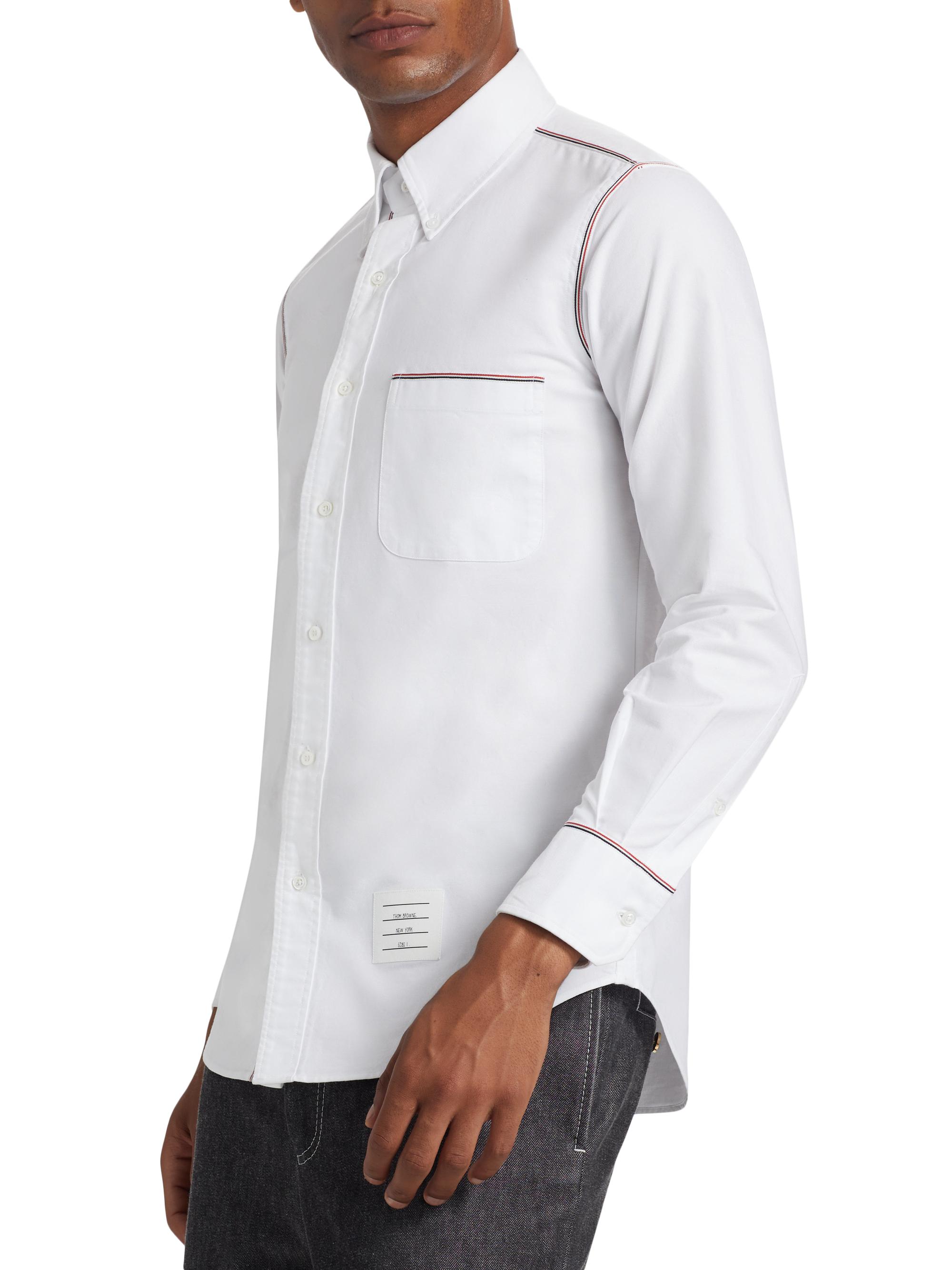 Thom Browne Cotton Straight-Fit Oxford Shirt | Saks Fifth Avenue