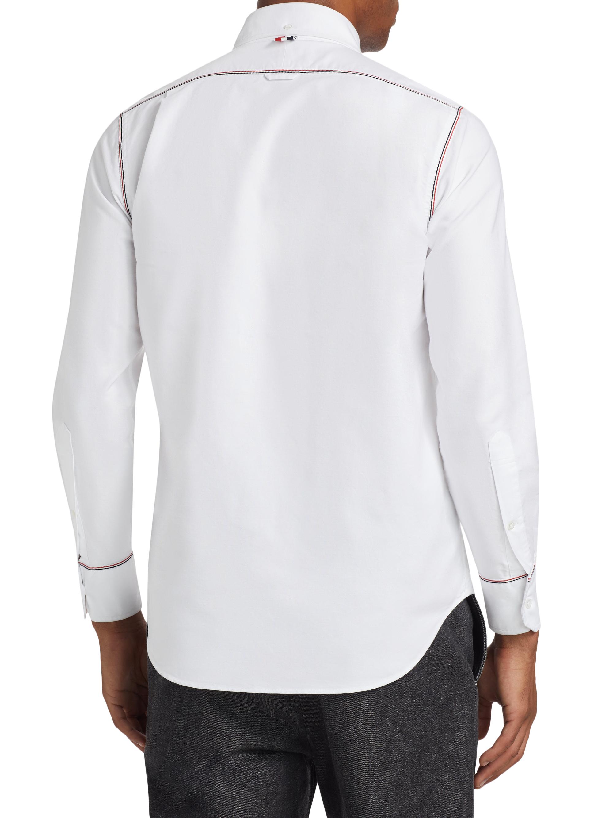 Thom Browne Cotton Straight-Fit Oxford Shirt | Saks Fifth Avenue