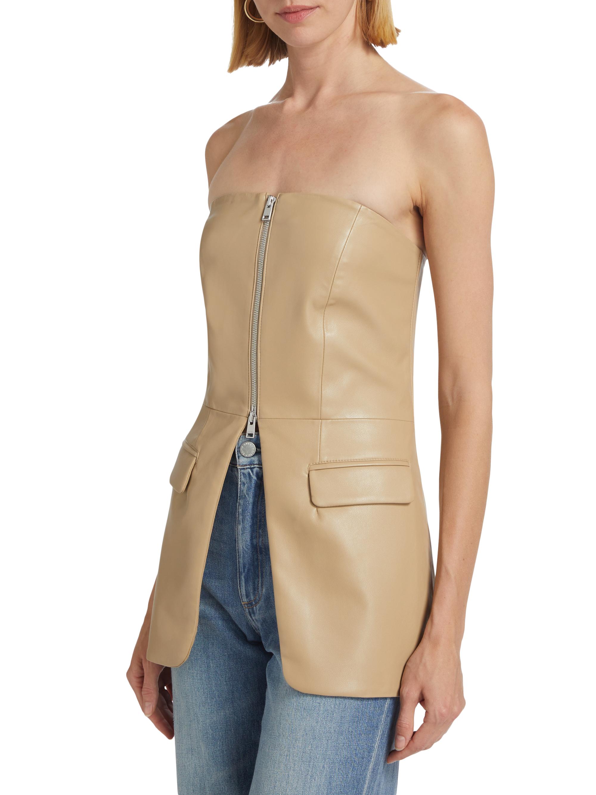 Lamarque Avani Faux-Leather Strapless Bustier Top | Saks Fifth Avenue
