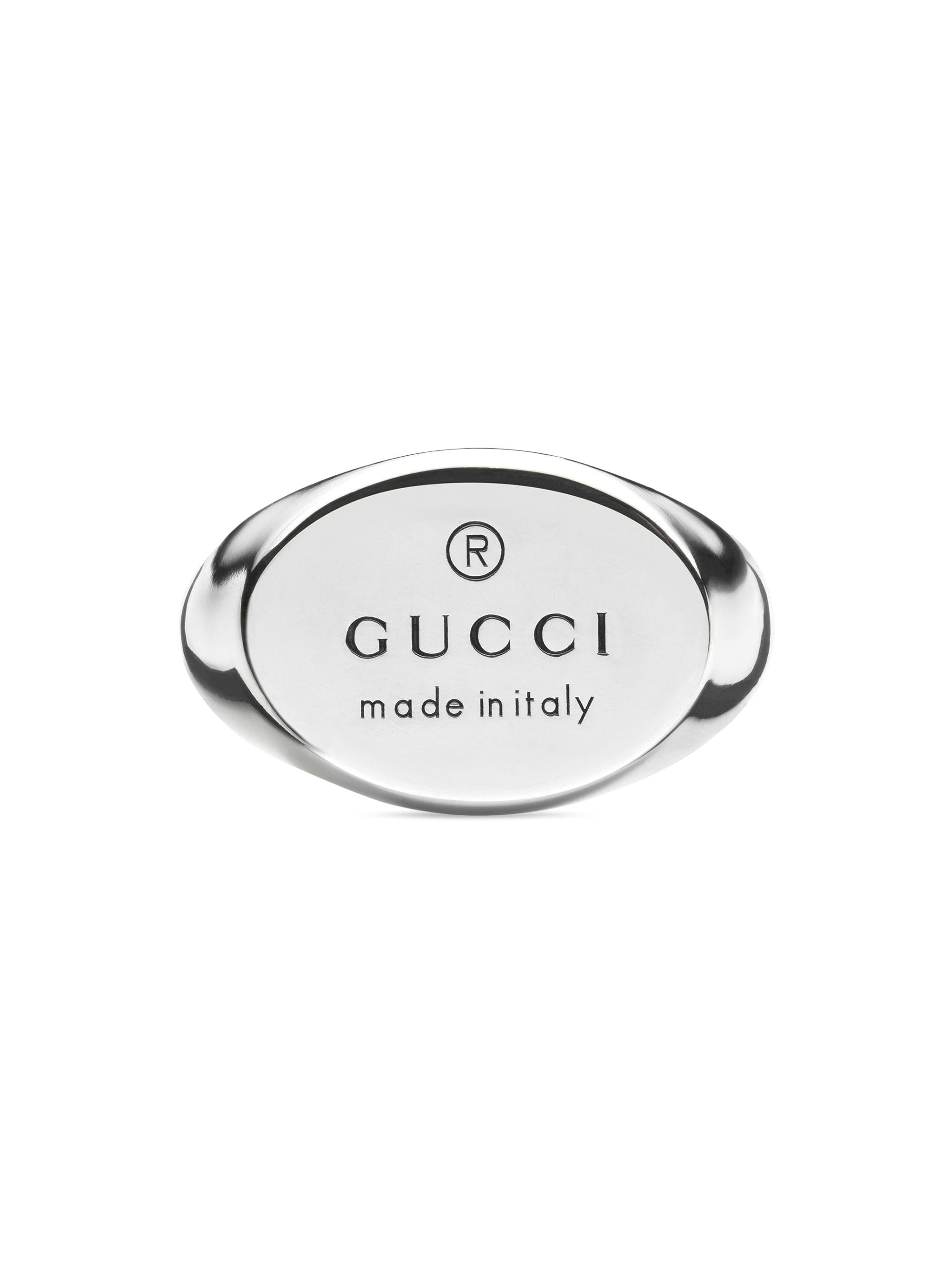 Gucci Trademark Sterling Silver Oval Signet Ring | Saks Fifth Avenue