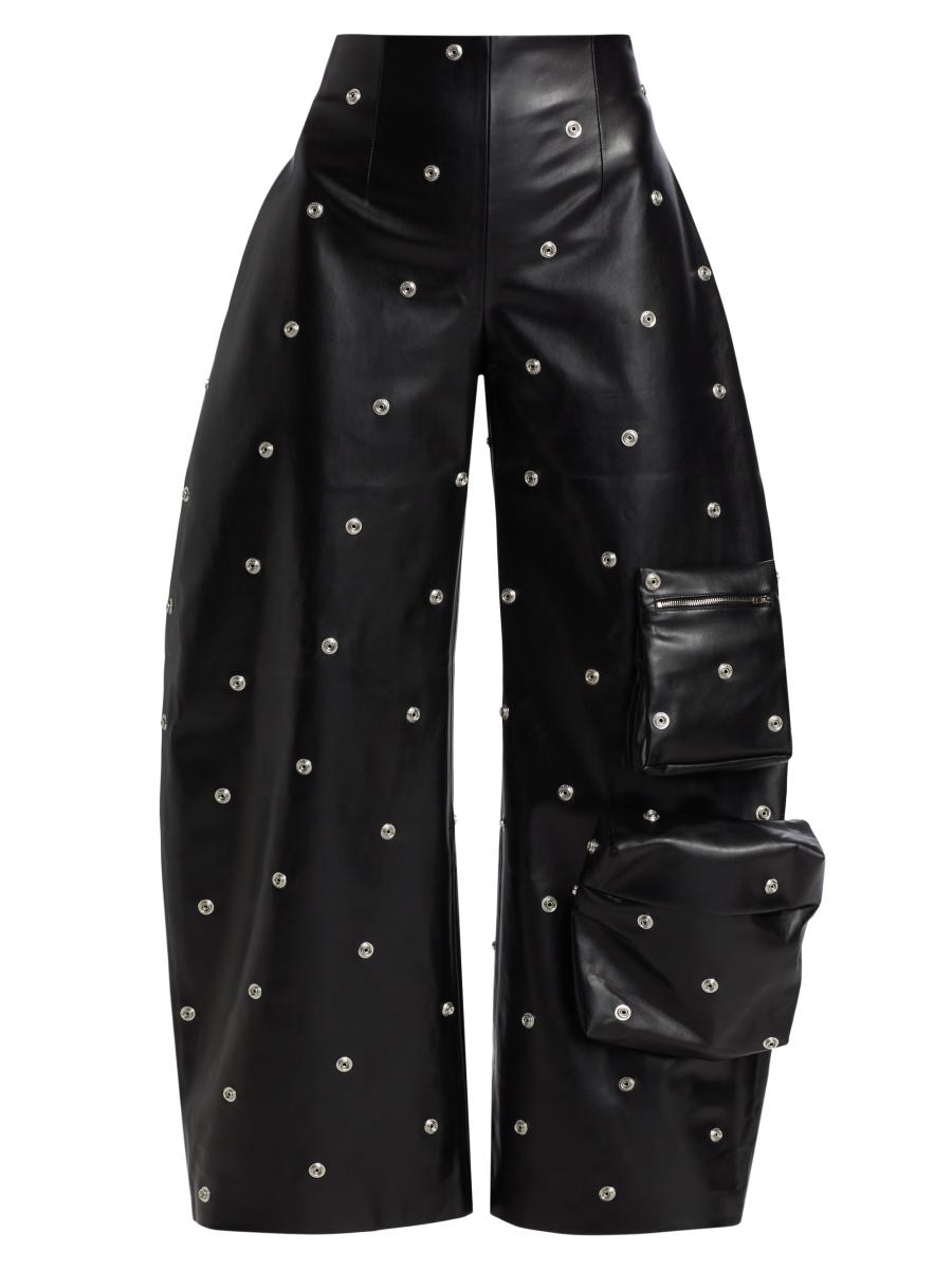 Shop A.W.A.K.E. Mode Faux Leather Snap Studded Trousers Shop A.W.A.K.E. Mode Faux Leather Snap Studded Trousers