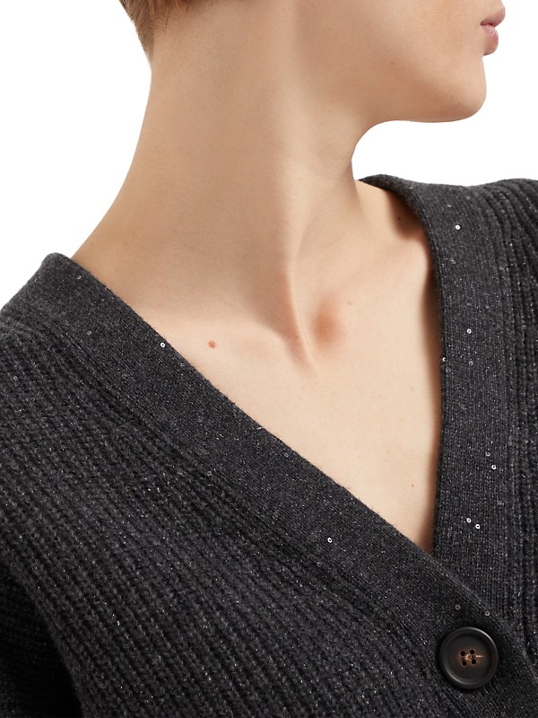 Shop Brunello Cucinelli Sparkling Cashmere and Wool Cardigan Shop Brunello Cucinelli Sparkling Cashmere and Wool Cardigan