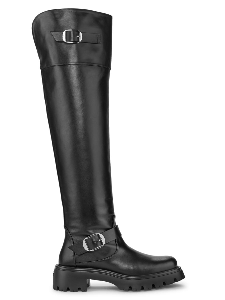 Stuart Weitzman Emerson 50MM Buckle-Accented Leather Tall Boots | Saks ...