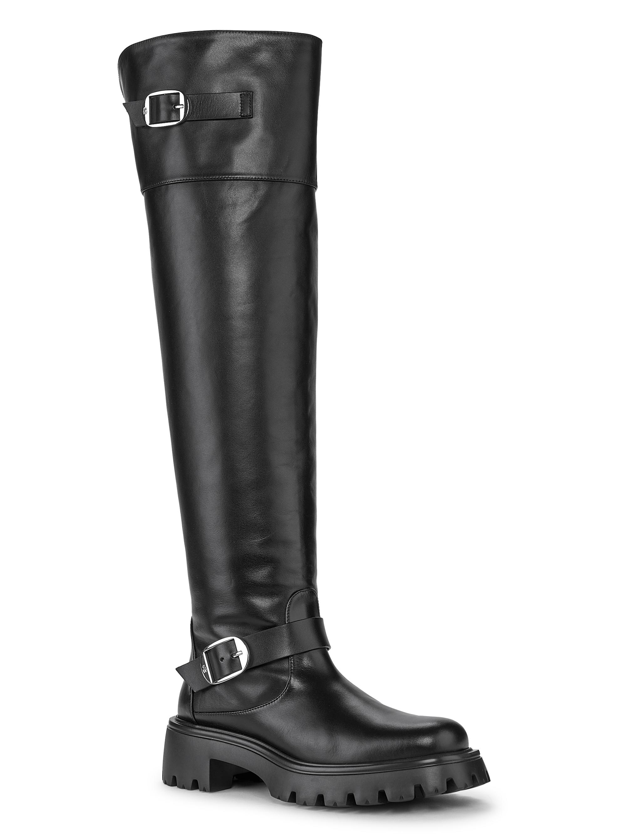 Stuart Weitzman Emerson 50MM Buckle-Accented Leather Tall Boots | Saks ...